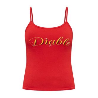 Willy Chavarria Diablo Cholita Tank - Femme - Tops - Rouge - Taille: 36 FR