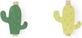Excelsa Cactus Packung Sechs Clips, Holz, Grün, 6 Stück