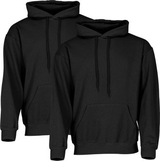 Fruit Of The Loom Classic Hooded Sweat 2er-Pack Herren, Black, 3XL