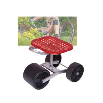 Generic Rollbarer Arbeitshocker Mit Verstellbarem 360&deg;-Drehsitz, Servierwagen Verstellbarer H&ouml;he (22-36 cm), for Garten Und Hof(Red)