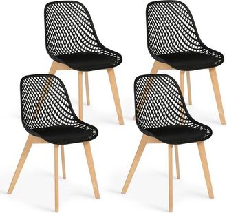 IDMarket Idmarket - Lot de 4 chaises noires idmart - mandy - Pour salle à manger - Noir
