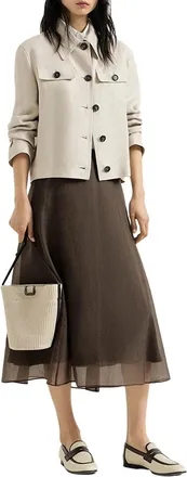 Brunello Cucinelli Crispy Silk Circle Skirt - Brown