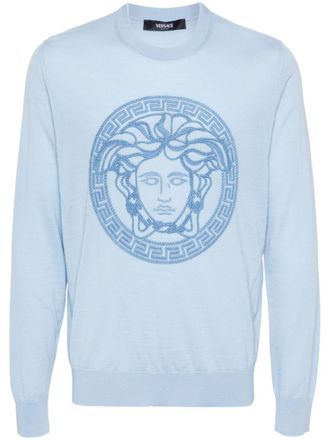 Versace pull à motif Medusa brodé - Bleu