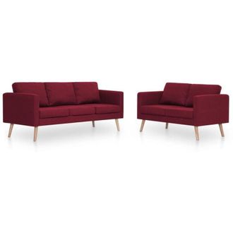 vidaXL Vidaxl - 2-tlg. Sofagarnitur Stoff Weinrot