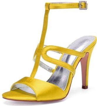 Generic Chaussure De Mariée Femmes Talons Hauts Élégante Stylet Talons Sandales Heels Chaussure Mariage Dress Fête 10.5Cm,Jaune,36 EU