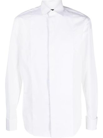 Emporio Armani chemise en coton &agrave; manches longues - Blanc