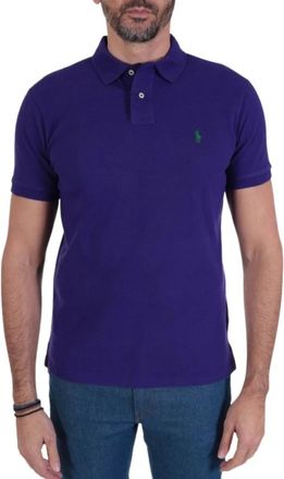 Ralph Lauren Homme, Tops, Violet, Taille: M Polo en piqu&eacute; coupe ajust&eacute;e personnalis&eacute;e