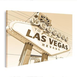Islandburner Prime Bild auf Leinwand Willkommen Zeichen Las Vegas Nevada Vintage Look - Leinwand 80x40cm