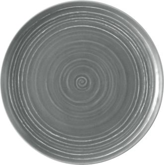 SELTMANN WEIDEN Terra Fr&uuml;hst&uuml;cksteller, 22 cm, Dessertteller mit spiralf&ouml;rmigem Relief, Sp&uuml;lmaschinen- und mikrowellenfest, Porzellan, Perlgrau