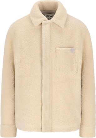 Loewe Shearling-Jacke mit Kn&ouml;pfen - Nude