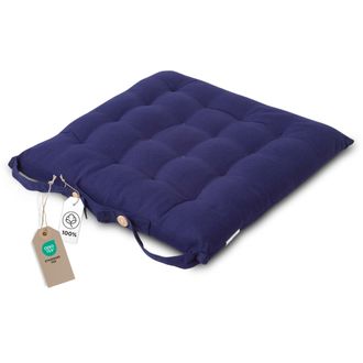 Homescapes Stuhlkissen 40x40 cm dunkelblau - Sitzkissen Outdoor/Indoor mit Baumwollbezug, Sitzpolster waschbar und Oeko-TEX-Zertifiziert f&uuml;r Esszimmer-, K&uuml;chen- 