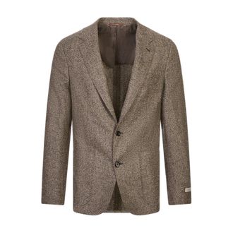 Canali Homme, Costumes, Brun, Taille: XL Veste Deux Boutons Textur&eacute;e