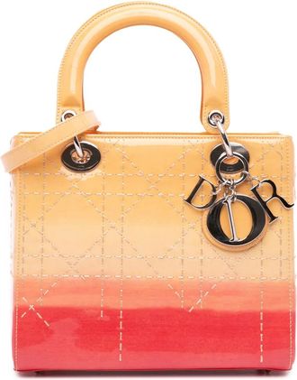 Dior sac à bandoulière médium Cannage Lady Dior (2015) - Orange