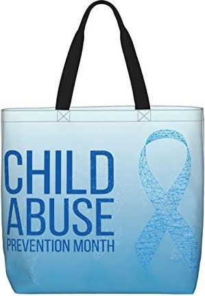 Generic Sac Fourre-Tout Mois De Sensibilisation &Agrave; La Pr&eacute;vention De La Maltraitance Infantile Sac Femme Plage Lavables Avec Poign&eacute;es Sacs En Toile, Pour Tous L