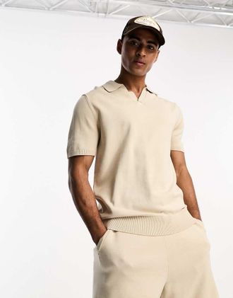 Selected Polo densemble en maille - Beige-Neutral