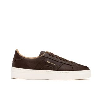 Santoni Homme, Chaussures, Brun, Taille: 41 1/2 EU Baskets en cuir marron