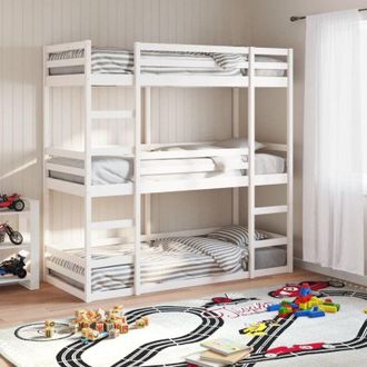 vidaXL Vidaxl - Dreifach-Etagenbett Wei&szlig; 90x200 cm Massivholz Kiefer