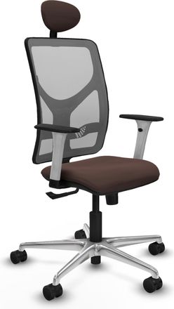 Piqueras y Crespo Brauner Schreibtischstuhl mit wei&szlig;en und schwarzen Armlehnen, h&ouml;henverstellbarer Lendenwirbelst&uuml;tze und festem Kopfteil, ausgestattet mit 3 Positionen