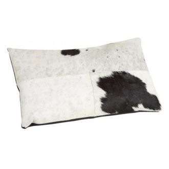 Aubry Gaspard Coussin rectangulaire en peau de vache noir et blanc
