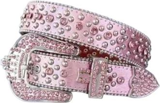 Generic Ceinture en cuir PU avec strass pour femme Style Hip Hop Punk Jeans Ceinture Fashion Streetwear, 18, 105 cm