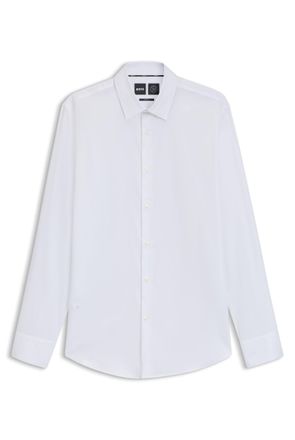 BOSS Herren P-HANK-s-C1-222 Slim-Fit Hemd aus strukturierter High-Performance-Baumwolle Weiß 44