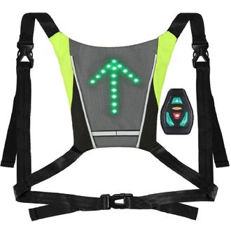 Lixada Reflektierende Fahrrad-Rucksackweste mit LED, Signal bei Richtungs&auml;nderung, wiederaufladbar &uuml;ber USB, Fernbedienung, f&uuml;r Radfahren, Spazierengehen