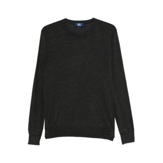 Fedeli Dunkelgraues Kaschmir-Seiden Pullover - - Knitwear - Herren - Grau - 4XL