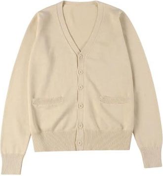 Generic Femmes Col V Solide Tricot Top Cardigan Mode Cardigan Printemps Fin Manches Longues Slim Vestes, champagne, Taille XL