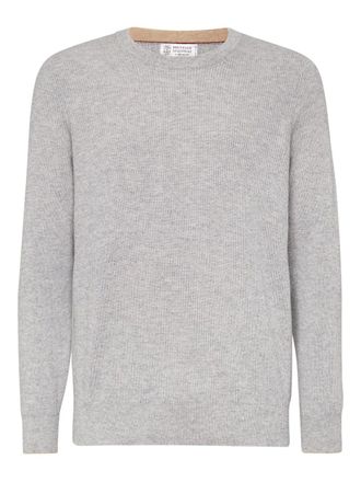 Brunello Cucinelli pull en maille nervurée - Gris