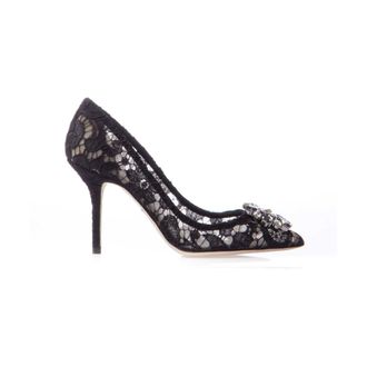 Dolce & Gabbana Regenbogen Spitze Bellucci Schwarze Kristall Pumps - - Shoes - Damen - Schwarzk - 36 1/2 EU
