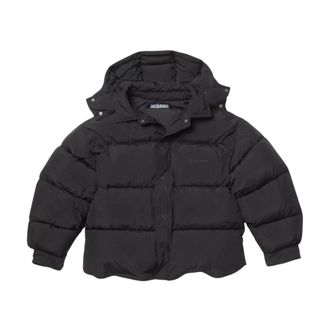 Jacquemus Schwarze Parka Jacke mit Logo - - Jackets - Herren - Schwarzk - M