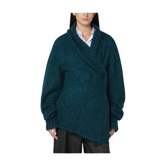 Dries Van Noten Asymmetrischer Strickwickelpullover - - Knitwear - Damen - Gr&uuml;n - S