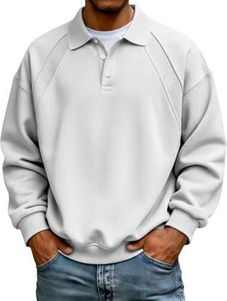 Generic Sweat-shirt &agrave; demi-fermeture &eacute;clair pour homme - Couleur unie - Manches longues - Col &agrave; revers - Coupe d&eacute;contract&eacute;e - Confortable - V&ecirc;tements de sport