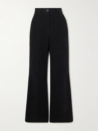 Toteme Pantalon &Eacute;vas&eacute; En Moleskine Biologique - Noir