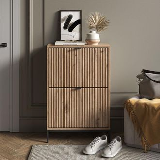 Vicco Schuhkipper Eliza, Viking Oak, 60 x 92 cm mit 2 Klappschubladen, Vicco