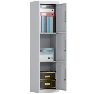 HOMCOM Armoire à documents en acier à 3 portes et 3 étagères, armoire de bureau à clé, fentes daération, armoire à documents polyvalente, pour le bureau à do