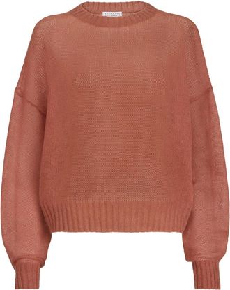 Brunello Cucinelli monili-detail crew-neck sweater - Orange