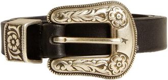 Golden Goose Gürtel - Ornate Buckle Leather Belt - Gr. 75 - in Schwarz - für Damen