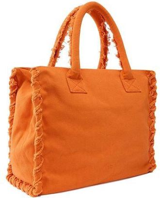 Pinko Logo-Embroidered Canvas Tote Bag - Orange