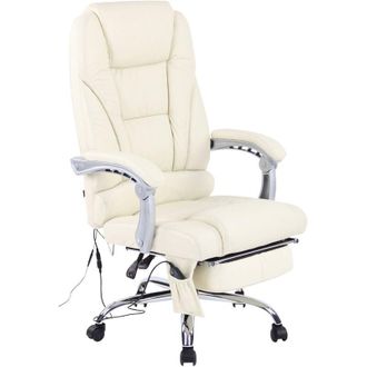 Clp Chaise de bureau Pacific en cuir véritable avec fonction massage Crème