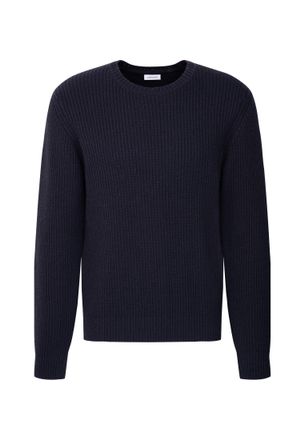 Seidensticker Herren Regular Fit Langarm Strickpullover Pullover, Blau, Large