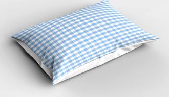 Abakuhaus Kariert Kissenbezug, Pastell Zeilen Vintage, Dekorativer Standard King Size Gedruckter Kissenbezug, 80 x 40 cm, Hellblau Wei&szlig;