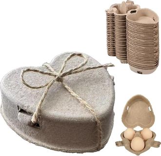 Generic Oster-Eierkartons in Herzform, 3 St&uuml;ck, nat&uuml;rlicher Zellstoff, Valentinstags-Eierkartons mit Juteseil, wiederverwendbare Aufbewahrungsk&ouml;rbe, Halter f&uuml;