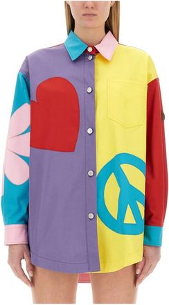 Moschino Femme, Blouses et Chemises, Multicolore, Taille: 38 FR Graphic-Print Panelled Shirt