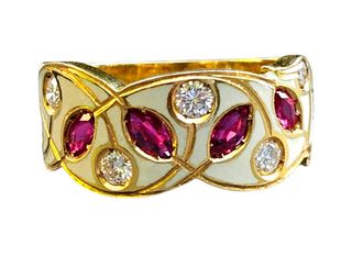 KUTCHINSKY Enamel, Ruby And Diamond Ring
