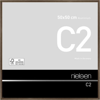 Nielsen Design Bilderrahmen, 50 x 50 cm, Aluminium, Walnuss matt, Posterrahmen zum Aufhängen im Hoch- & Querformat, Echtglas, C2
