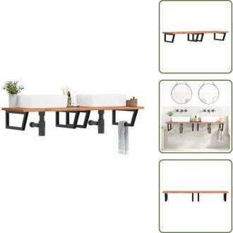 vidaXL The Living Store - Waschbeckenregal Wandmontage Stahl und Massivholz Buche - Waschbecken Regal - Wandh&auml;ngendes Waschbecken - Badezimmer M&ouml;bel