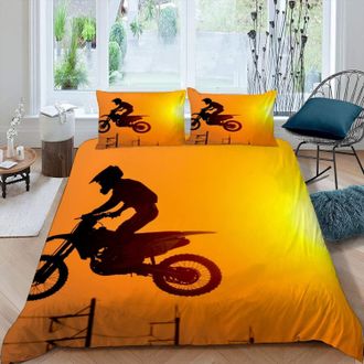 Generic Bettw&auml;sche 155x220 cm Motorr&auml;Der 3 Teilig Bettbezug 155 x 220 Sonnenuntergang Bettw&auml;sche-Sets 3D Weiche Mikrofaser Bettbezug Set mit Rei&szlig;verschluss + 