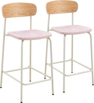 Oviala Lot de 2 chaises hautes en bois rose