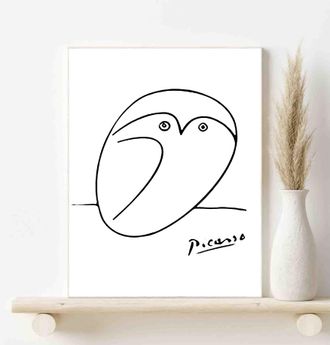 Generic Wandkunst-Dekoration, Picasso-Eulen, Zeichnung, Leinwand, Poster, ungerahmt, Gr&ouml;&szlig;e 20 x 30 cm (Picasso-Eulen, Wandkunst, Picasso-Tierdruck, Picasso-Po